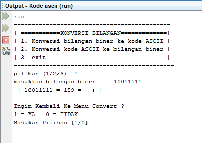 Program Java Untuk Konversi Ascii Ke Biner